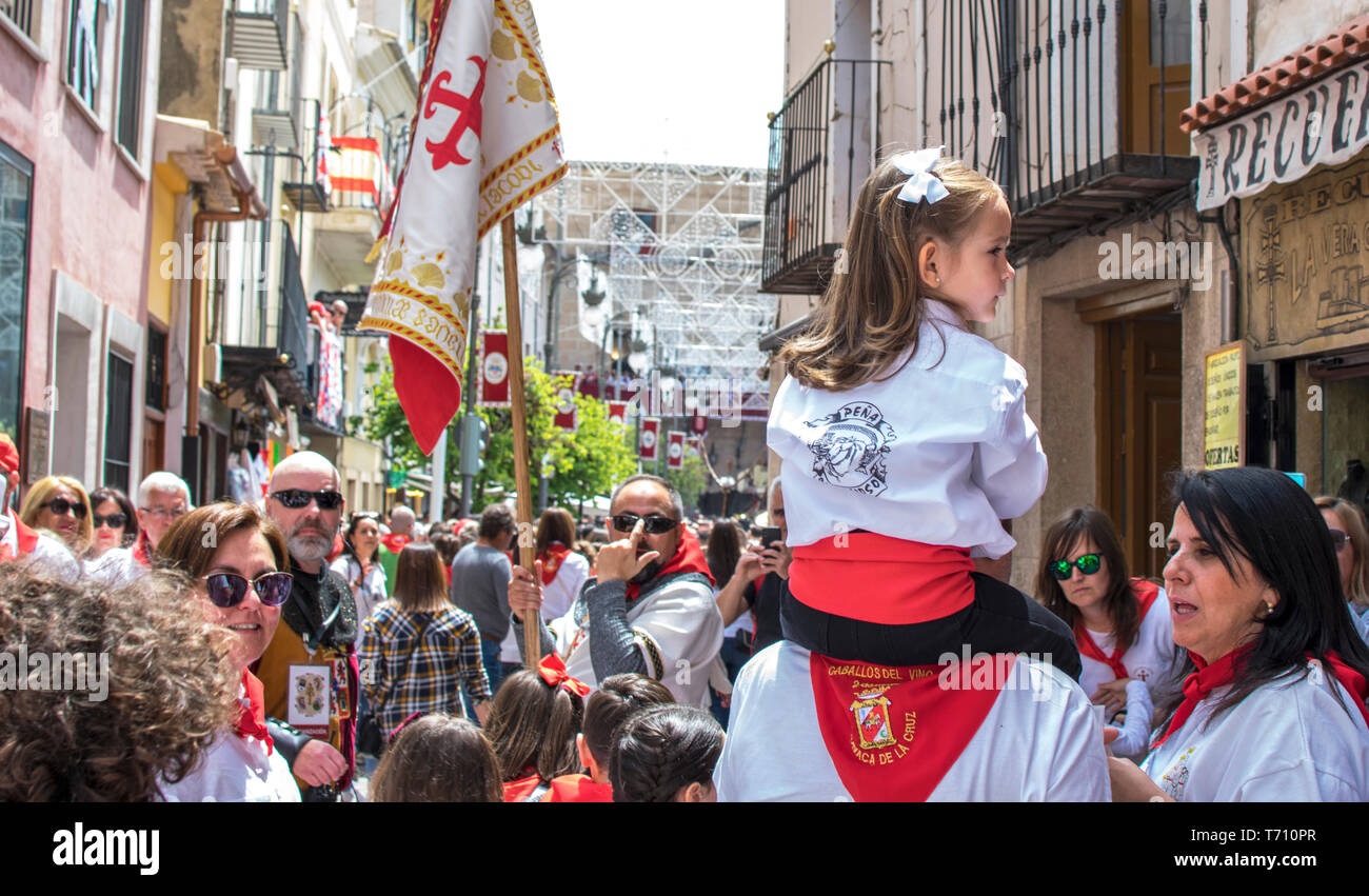 Crowd of people at the Spanish traditions, culture of Caballos Del Vino ...