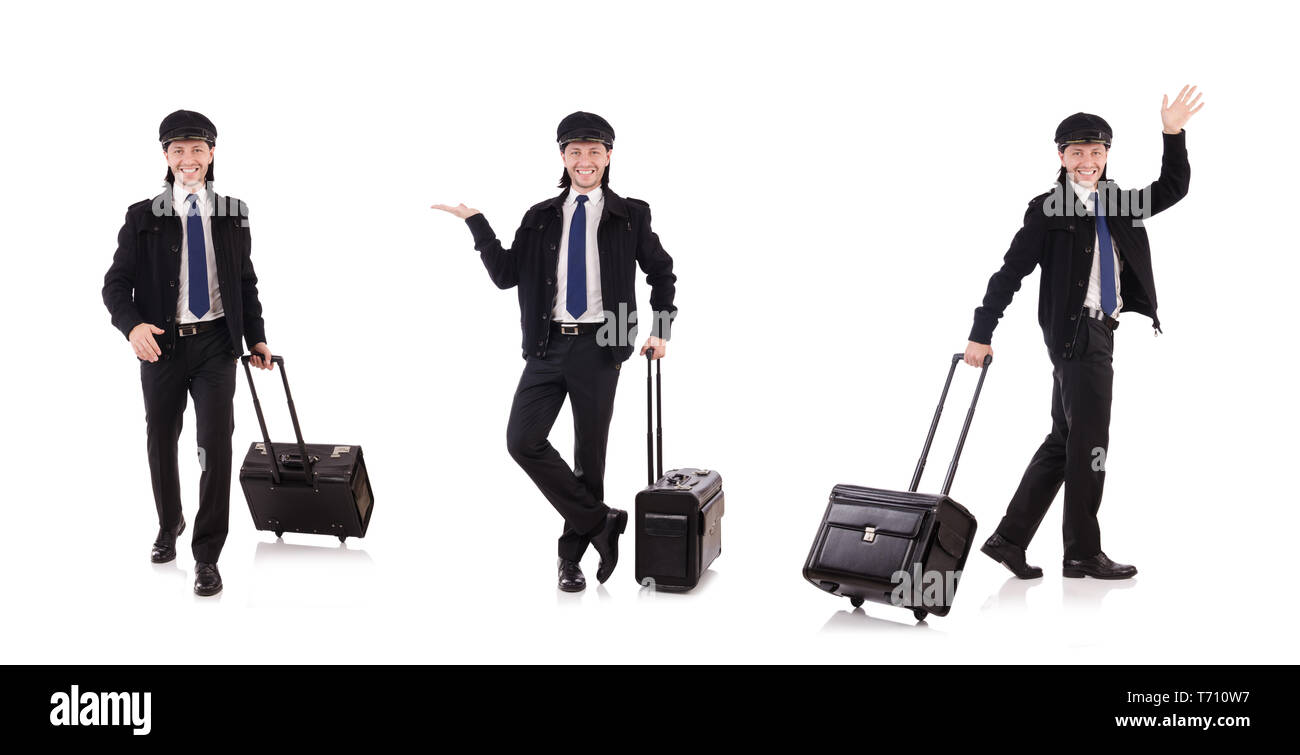 Funny pilot isolated on white Stock Photo - Alamy