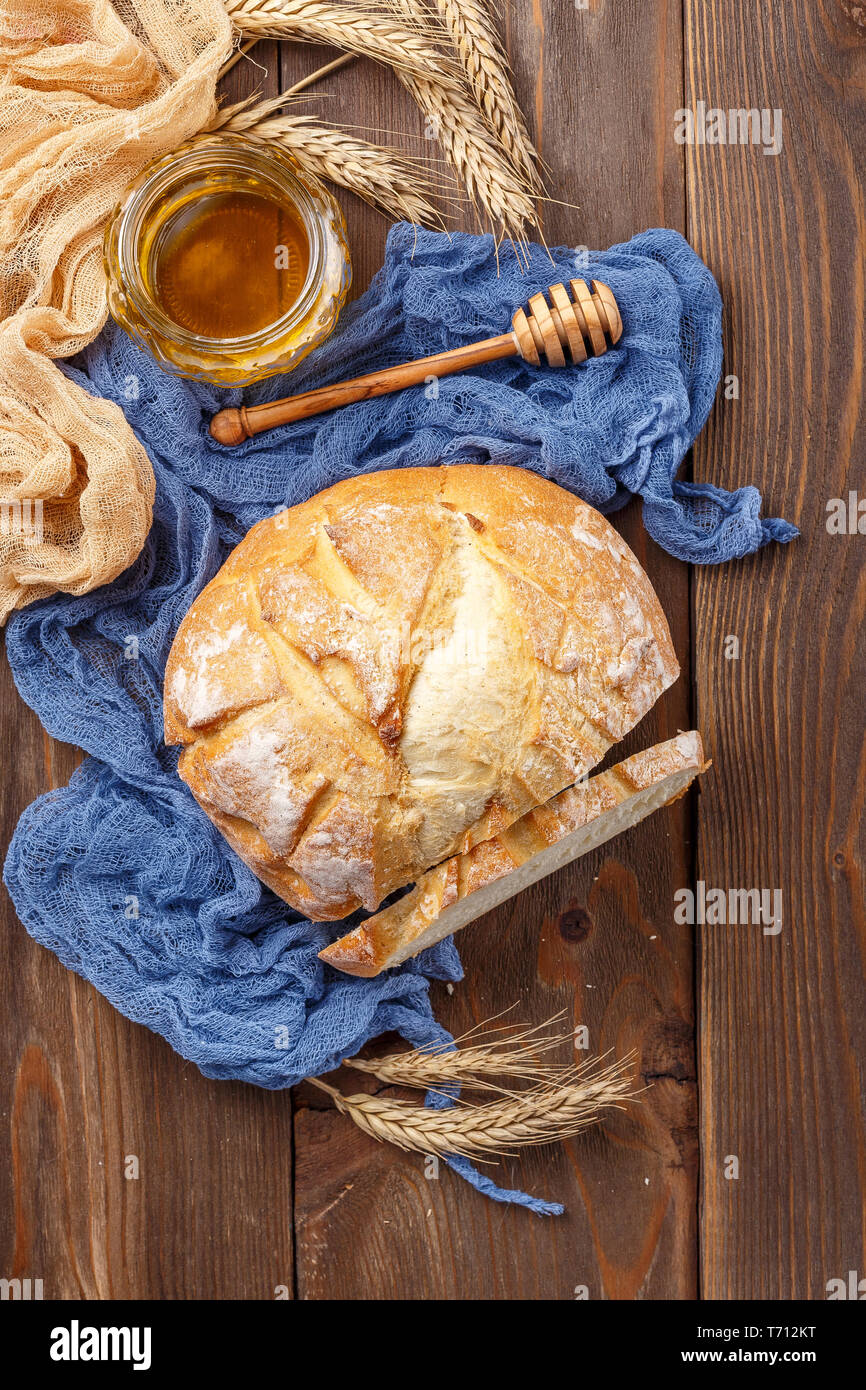 Baked bread, top view Stock Photo - Alamy