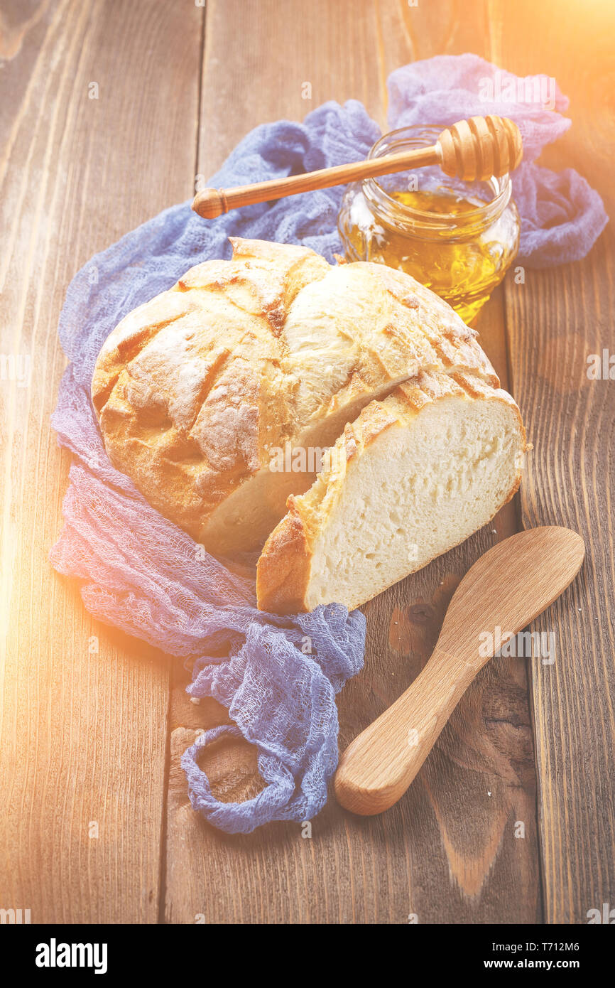 Baked bread, top view Stock Photo - Alamy