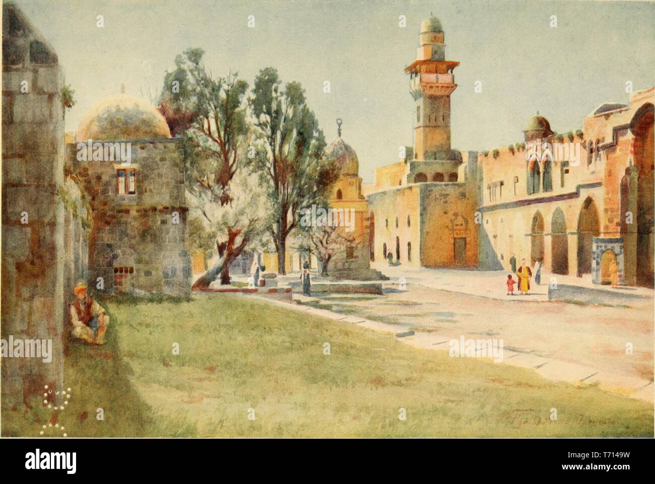 Watercolor painting 'The Gate of the Cotton Merchants in Jerusalem' by ...