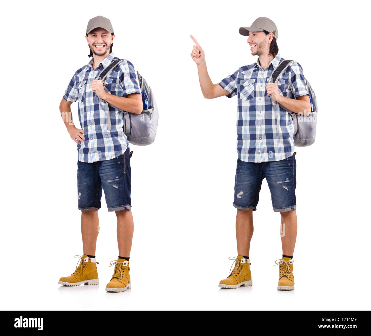 Young man hiker traveler standing Cut Out Stock Images & Pictures - Alamy