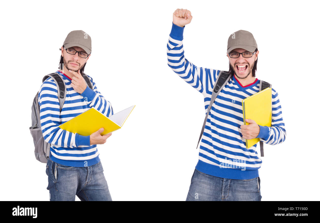 Student with books isolated on white Stock Photo - Alamy