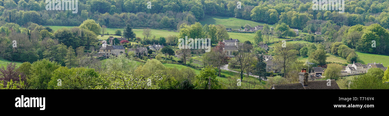 View across Sheepscombe with village church, St John the Apostle, The ...