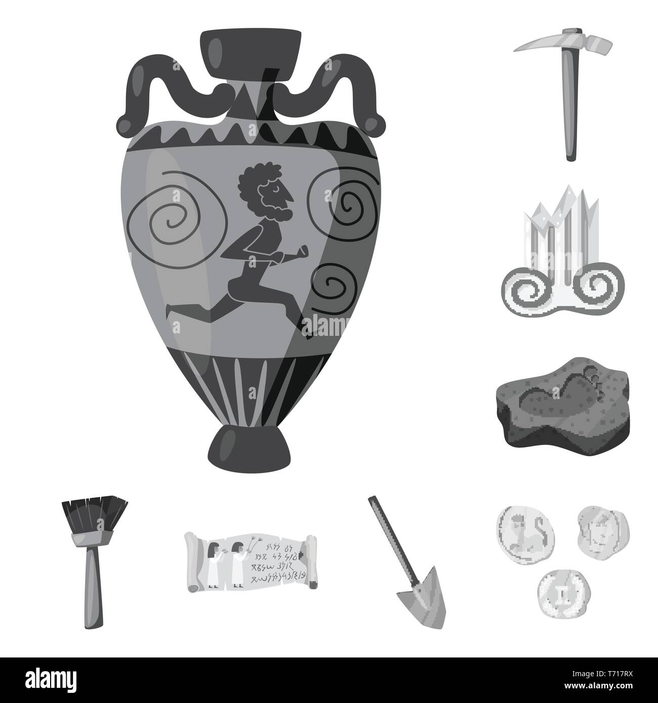 amphora,pickaxe,architecture,rock,brush,scroll,shovel,coins,artifact ...