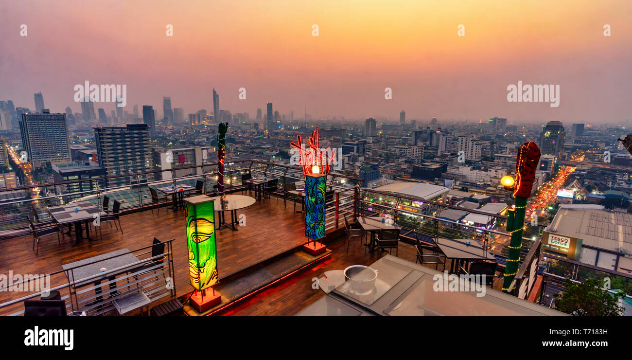 Roof Top Bar and Restaurant with modern art, Siam Design Hotel in ...