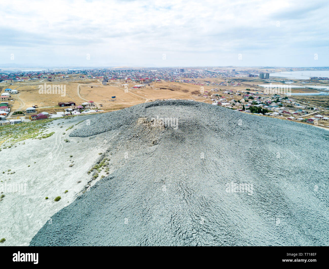 Eruption of large Keyraki Mud Volcano on Jun 12, 2017. Suburb of Baku ...