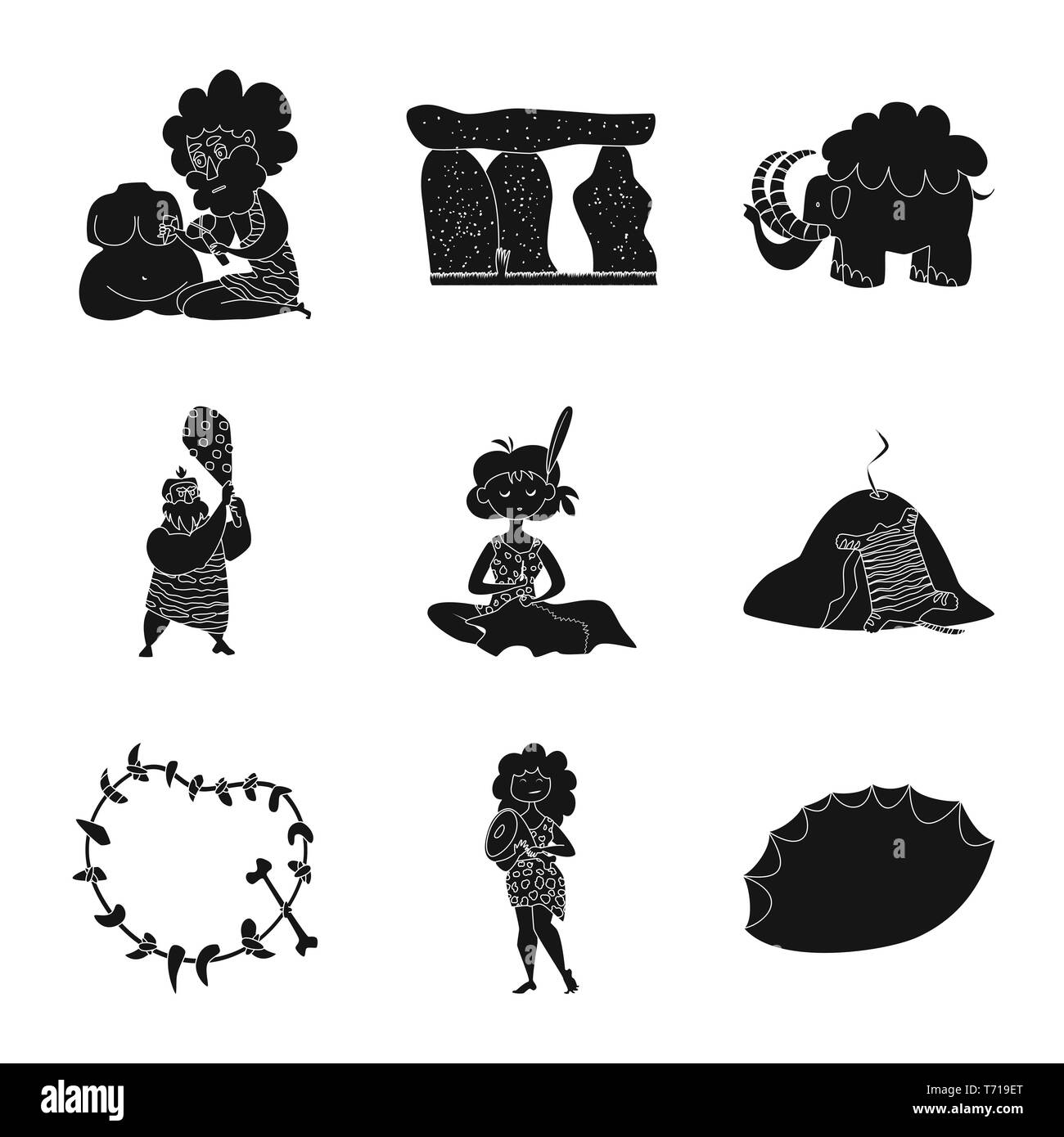 man,stone,mammoth,woman,cave,necklace,flint,primeval,monolith,animal ...