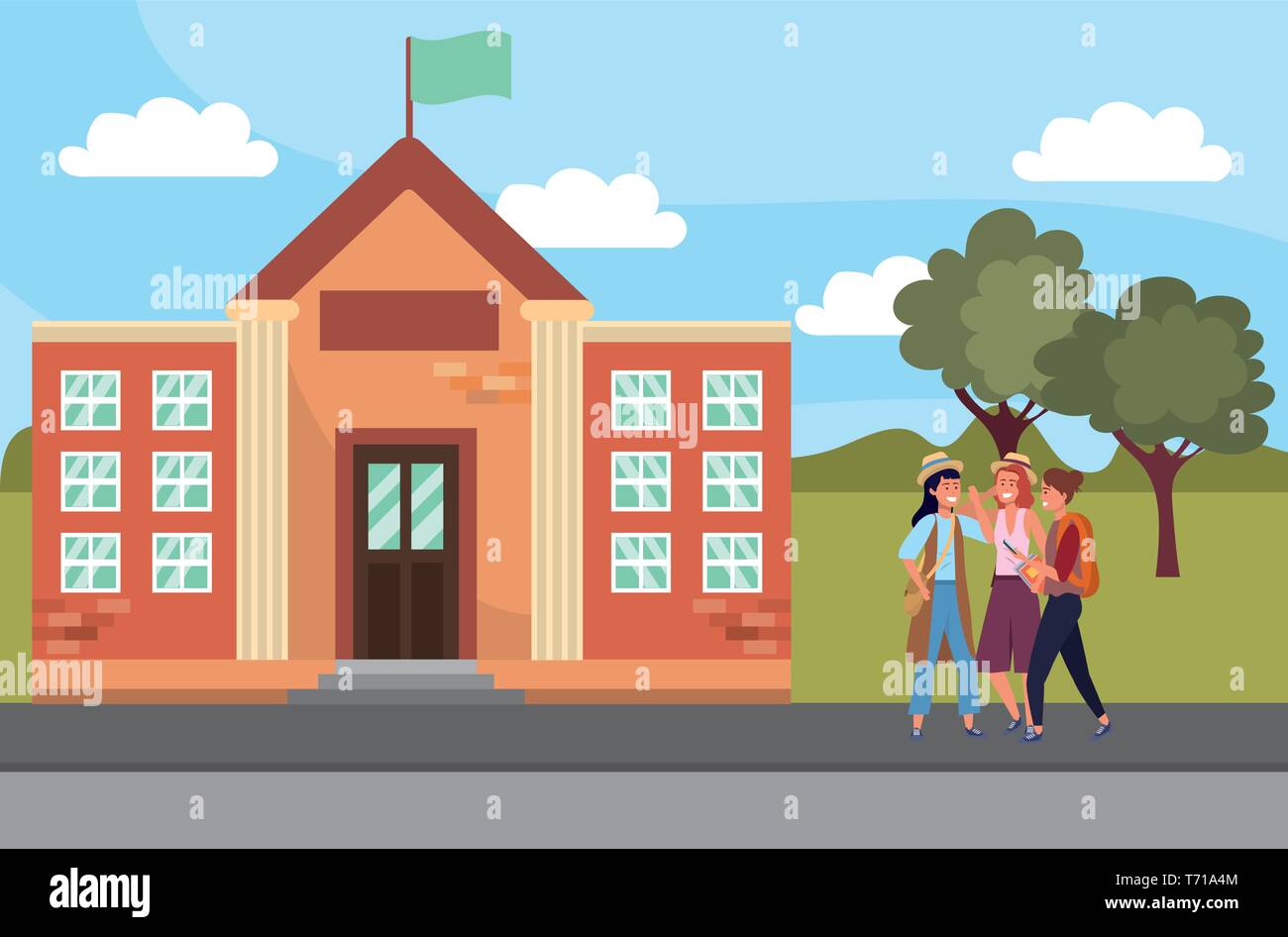 Student using smartphone browsing on college or university campus ...