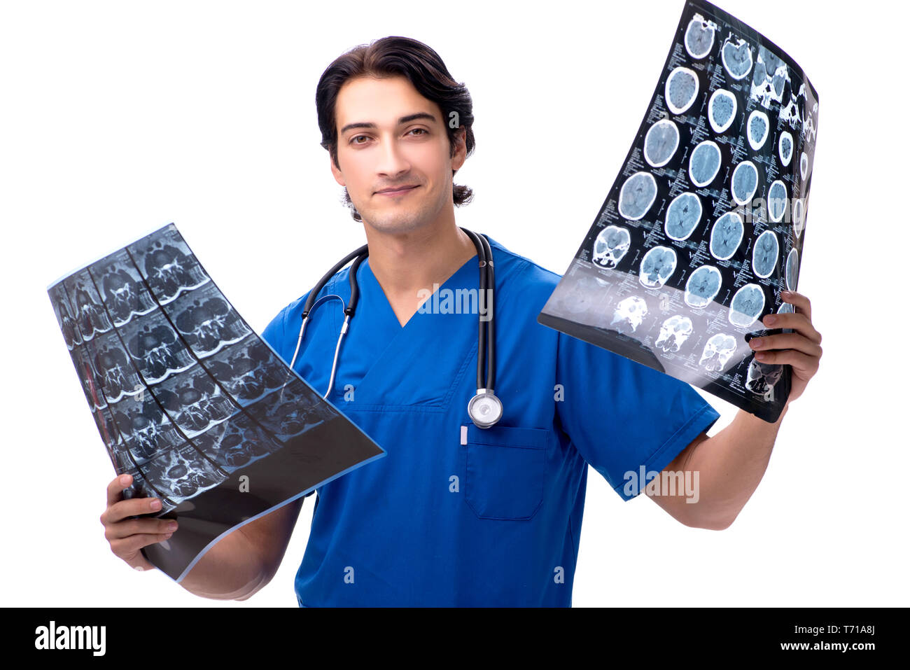 Young handsome doctor radiologist isolated in white Stock Photo - Alamy