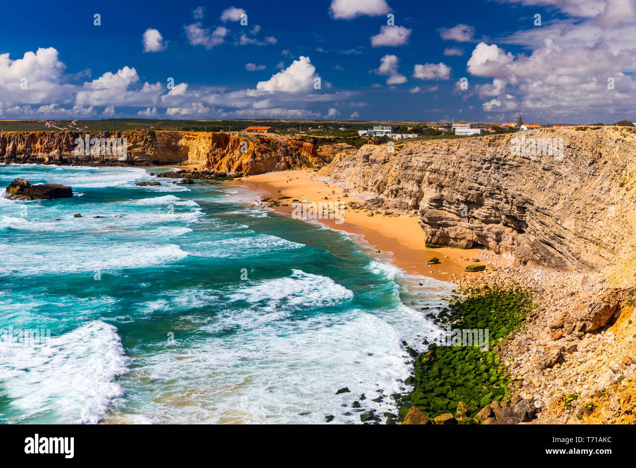 Panorama view of Praia do Tonel (Tonel beach) in Cape Sagres, Algarve ...