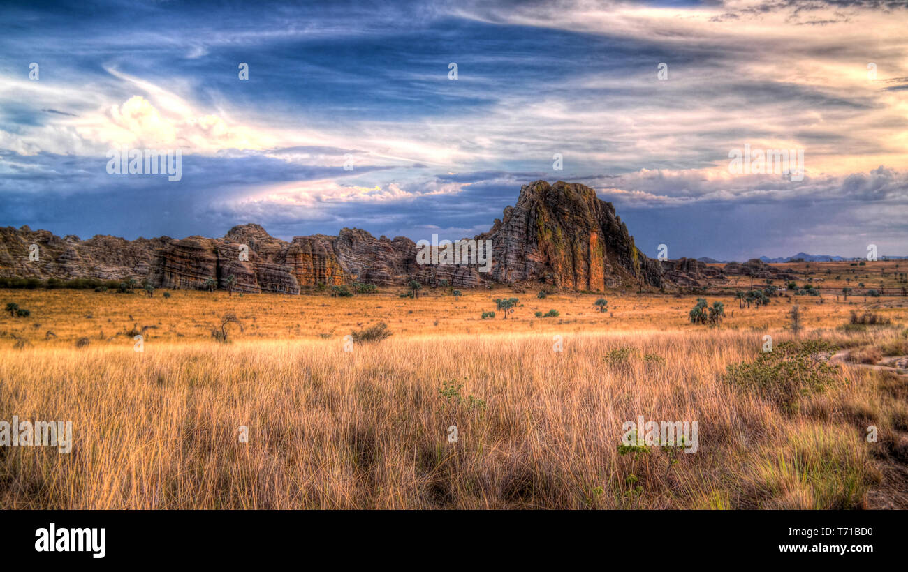 Abstract Rock formation near stone window at Isalo national park at ...