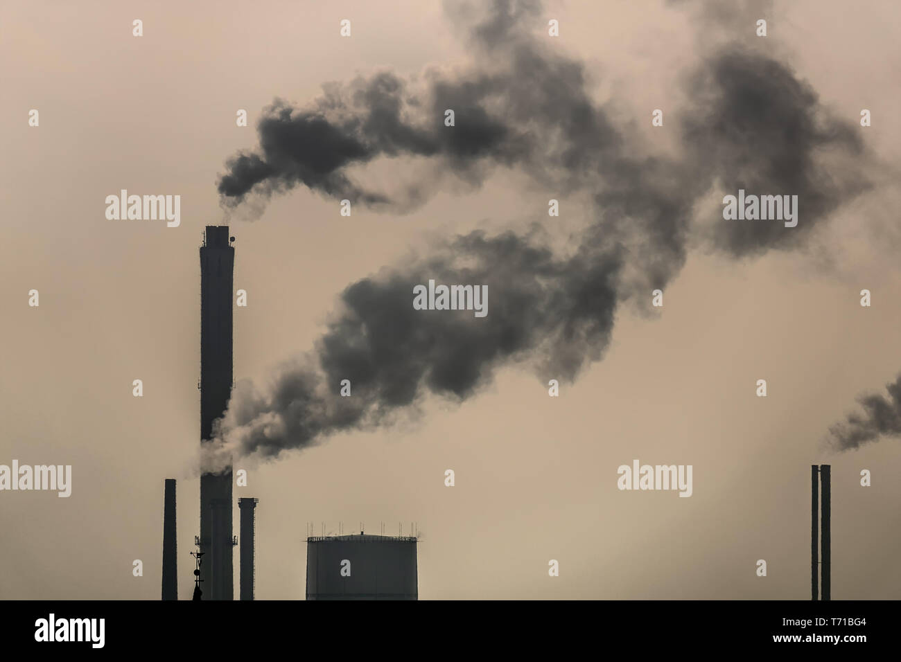 smoking chimneys air pollution environment Stock Photo - Alamy