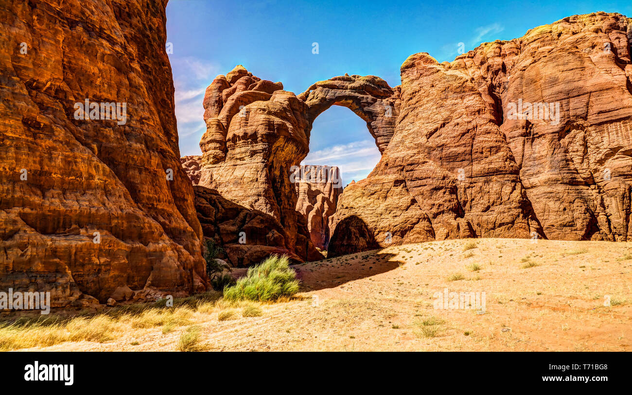 Abstract Rock formation at plateau Ennedi aka Aloba arch , Chad Stock ...