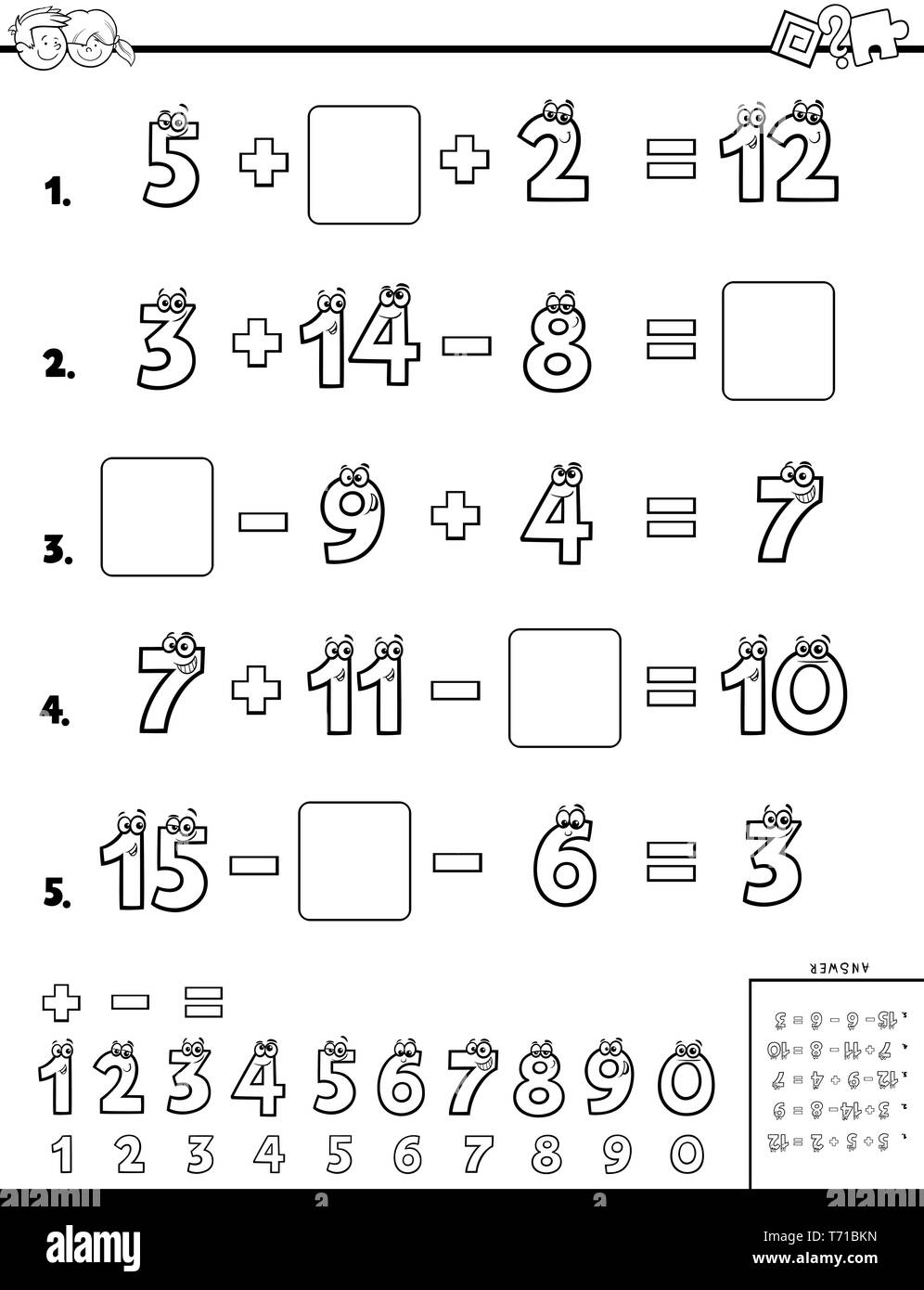 calculation educational page for children Stock Photo - Alamy