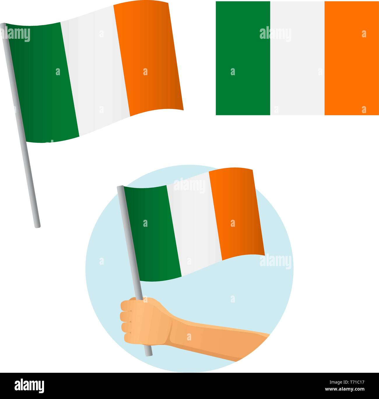 Ireland flag in hand. Patriotic background. National flag of Ireland ...