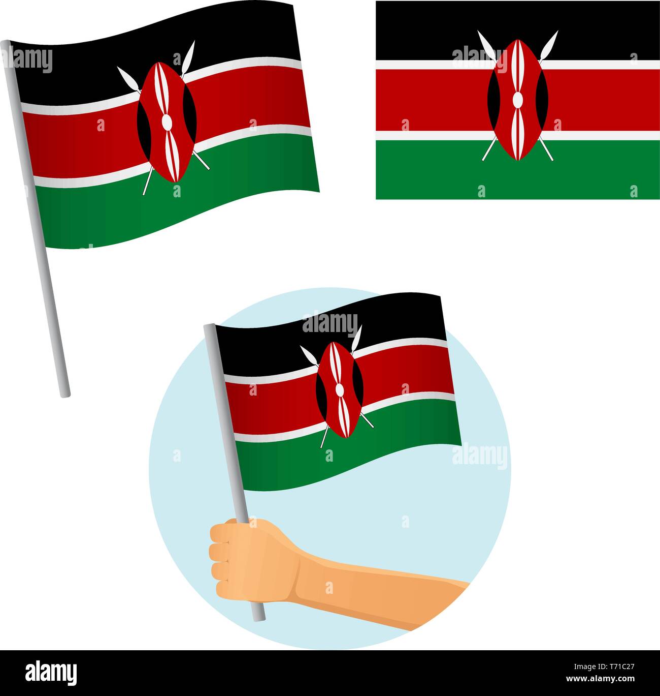 Kenya flag in hand. Patriotic background. National flag of Kenya vector ...