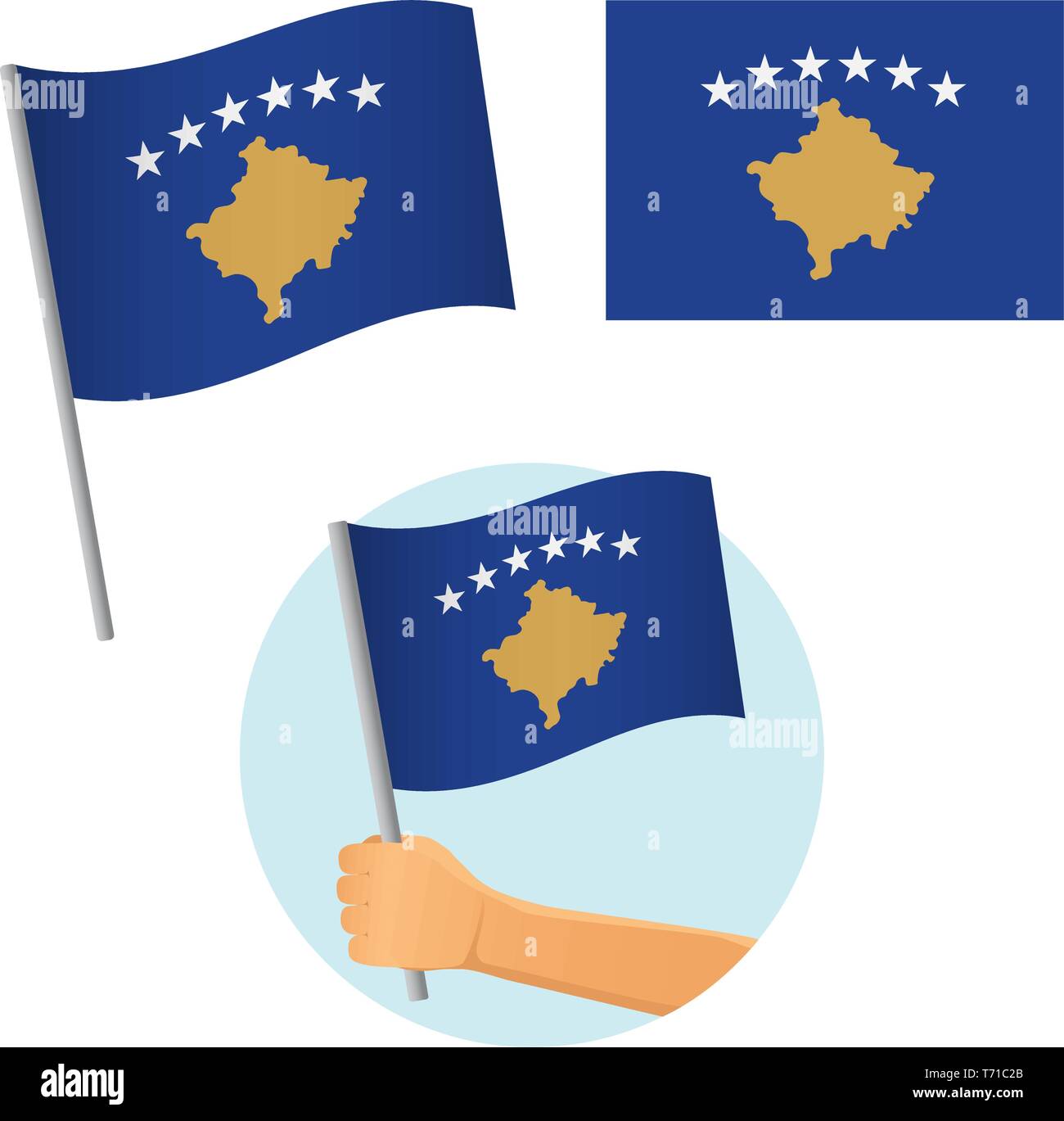 Kosovo flag in hand. Patriotic background. National flag of Kosovo ...