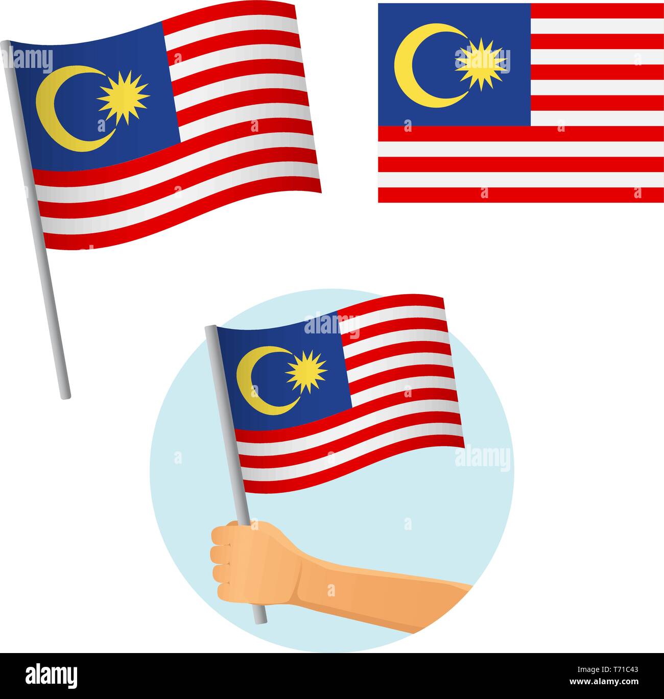 Malaysia flag in hand. Patriotic background. National flag of Malaysia ...