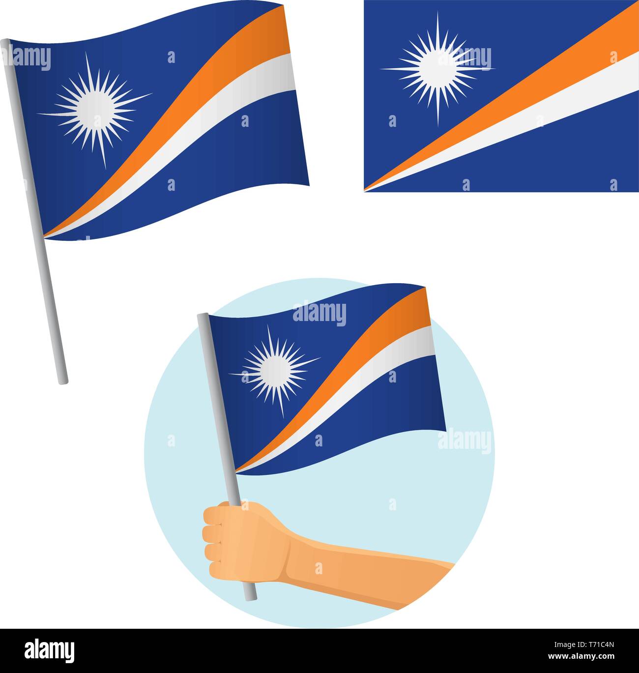 Marshall Islands flag in hand. Patriotic background. National flag of ...
