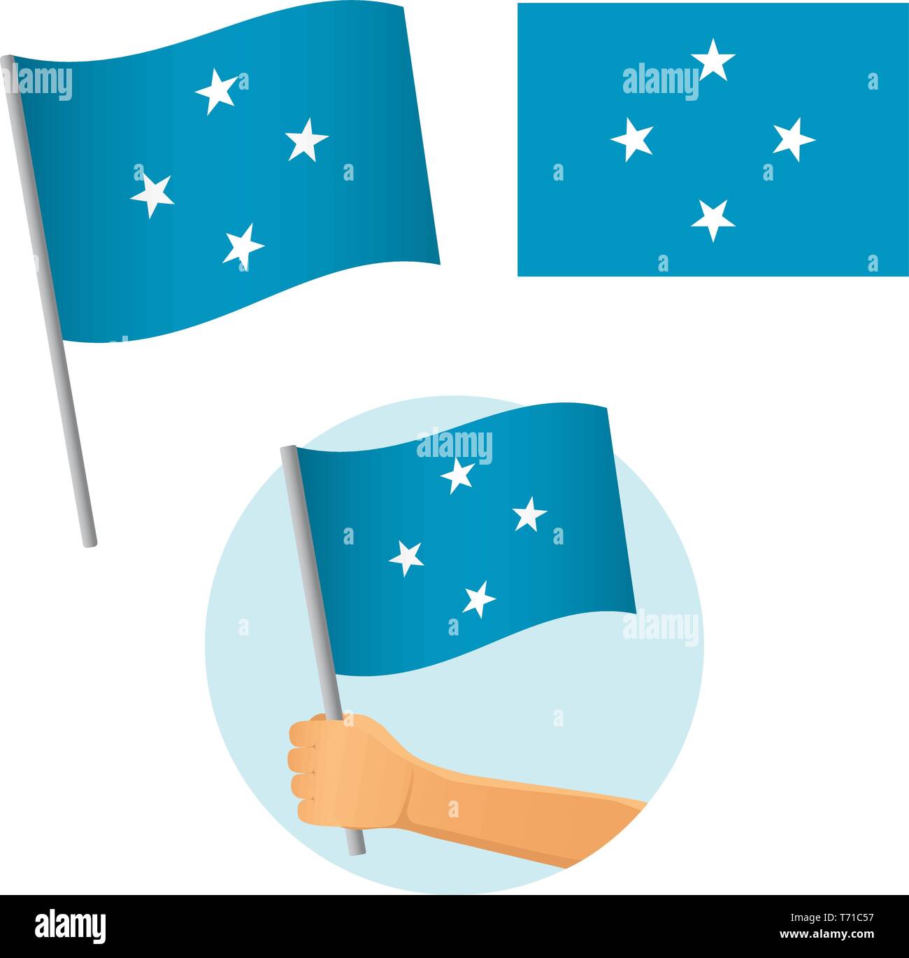 Micronesia flag in hand. Patriotic background. National flag of ...