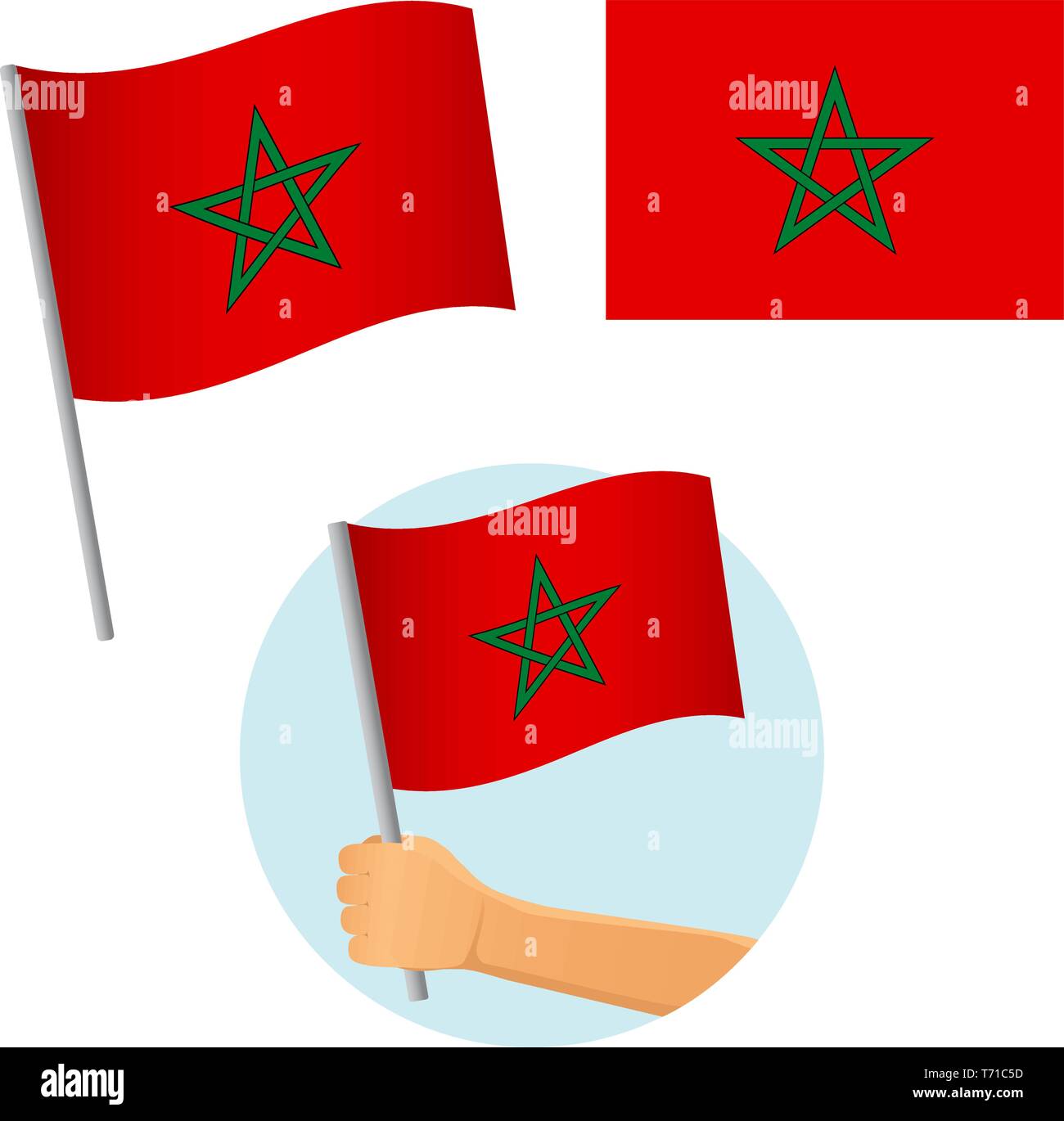 Morocco flag in hand. Patriotic background. National flag of Morocco ...