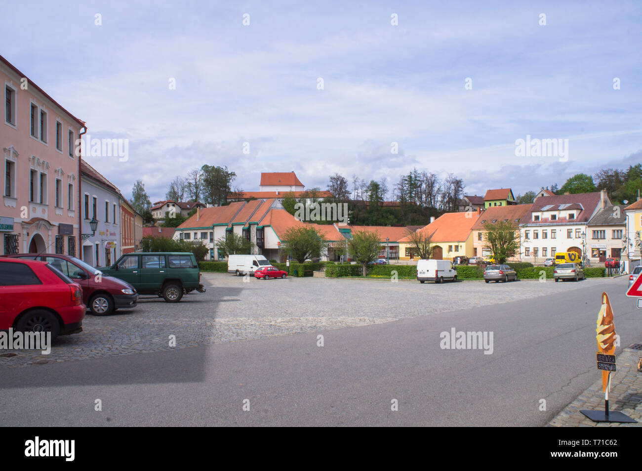 Namesti Svobody Square and the Chapel of Saint Mary of Help in Brtnice ...