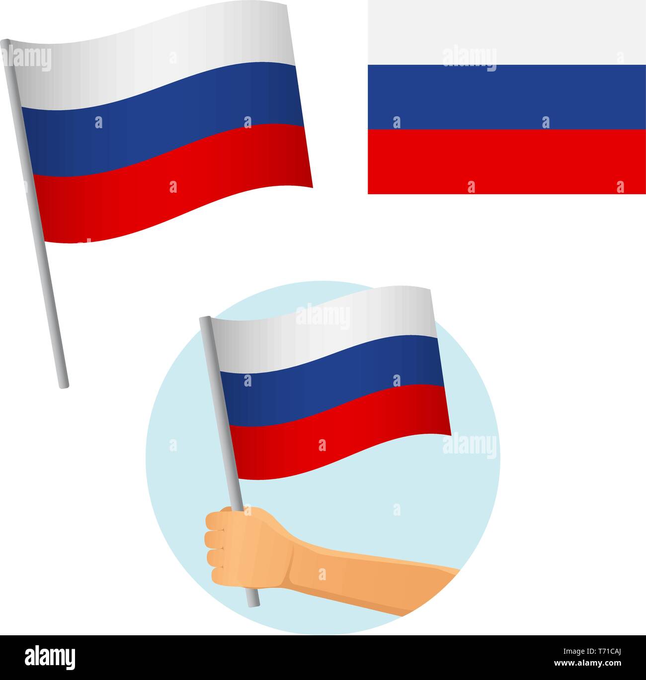 Russia flag in hand. Patriotic background. National flag of Russia ...