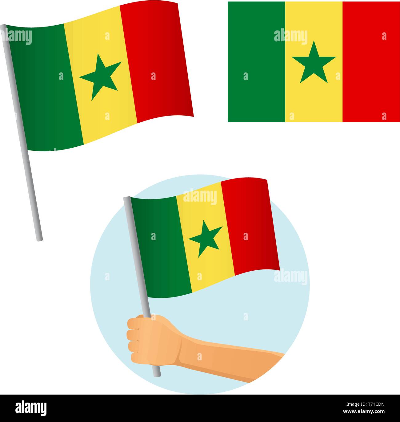 Senegal flag in hand. Patriotic background. National flag of Senegal vector illustration Stock ...