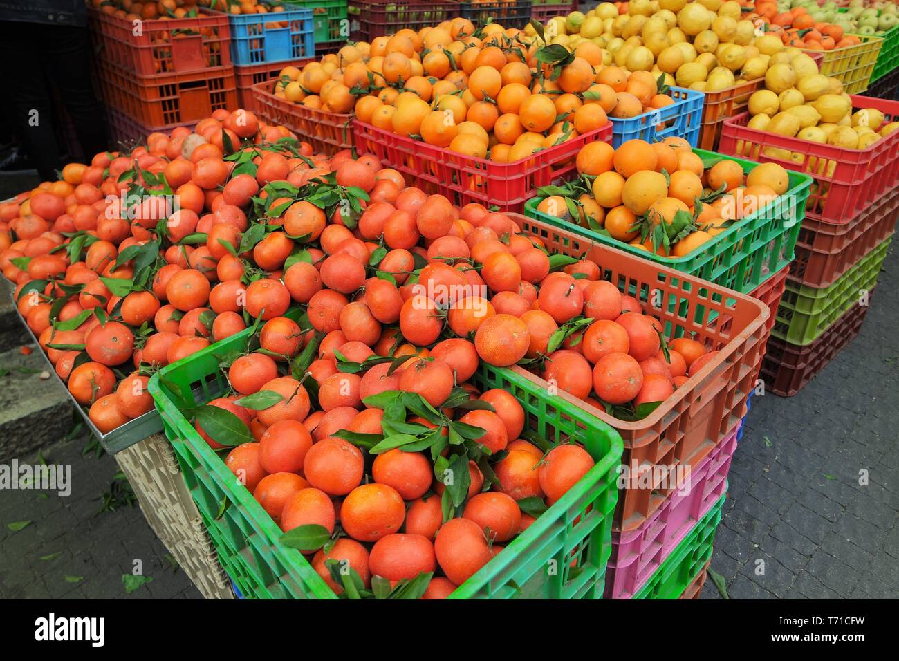 Crates of citrus fruits. Israel, Nazareth Stock Photo - Alamy