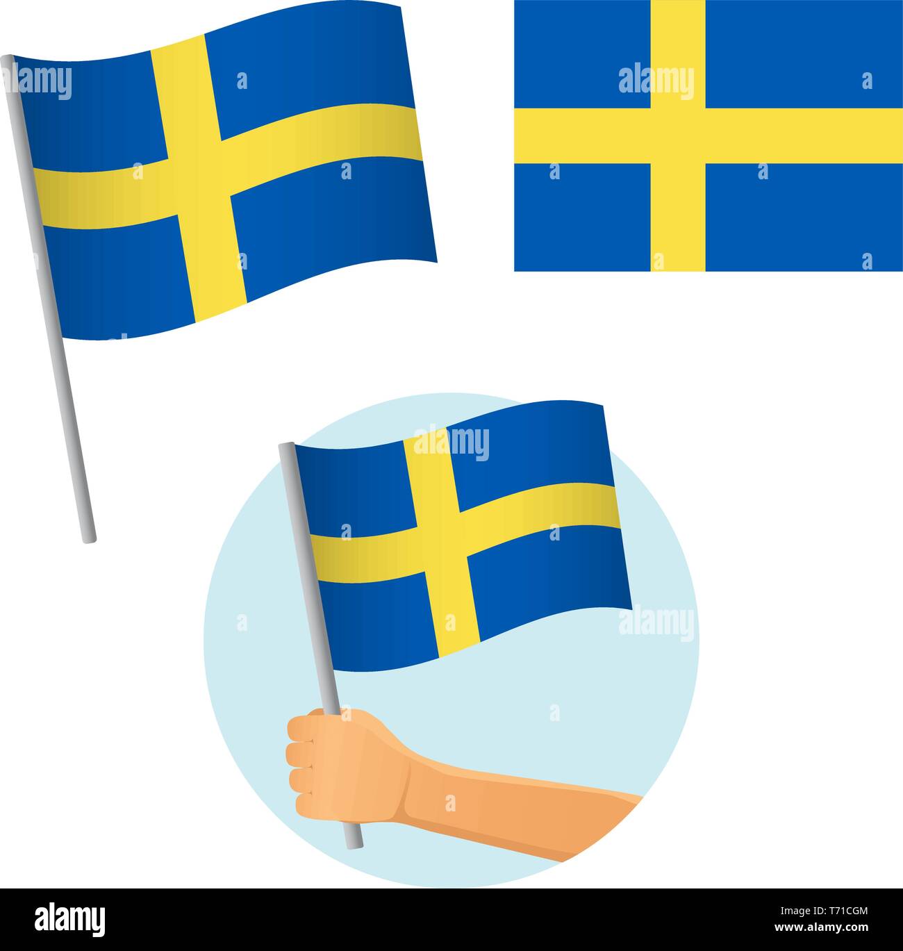 Sweden flag in hand. Patriotic background. National flag of Sweden ...