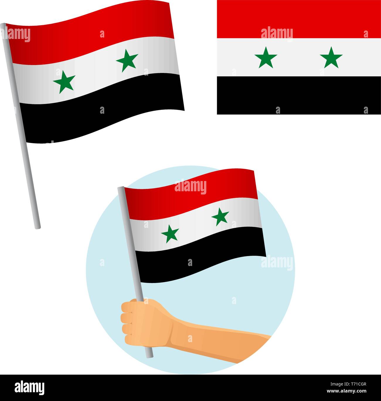 Syria flag in hand. Patriotic background. National flag of Syria vector ...