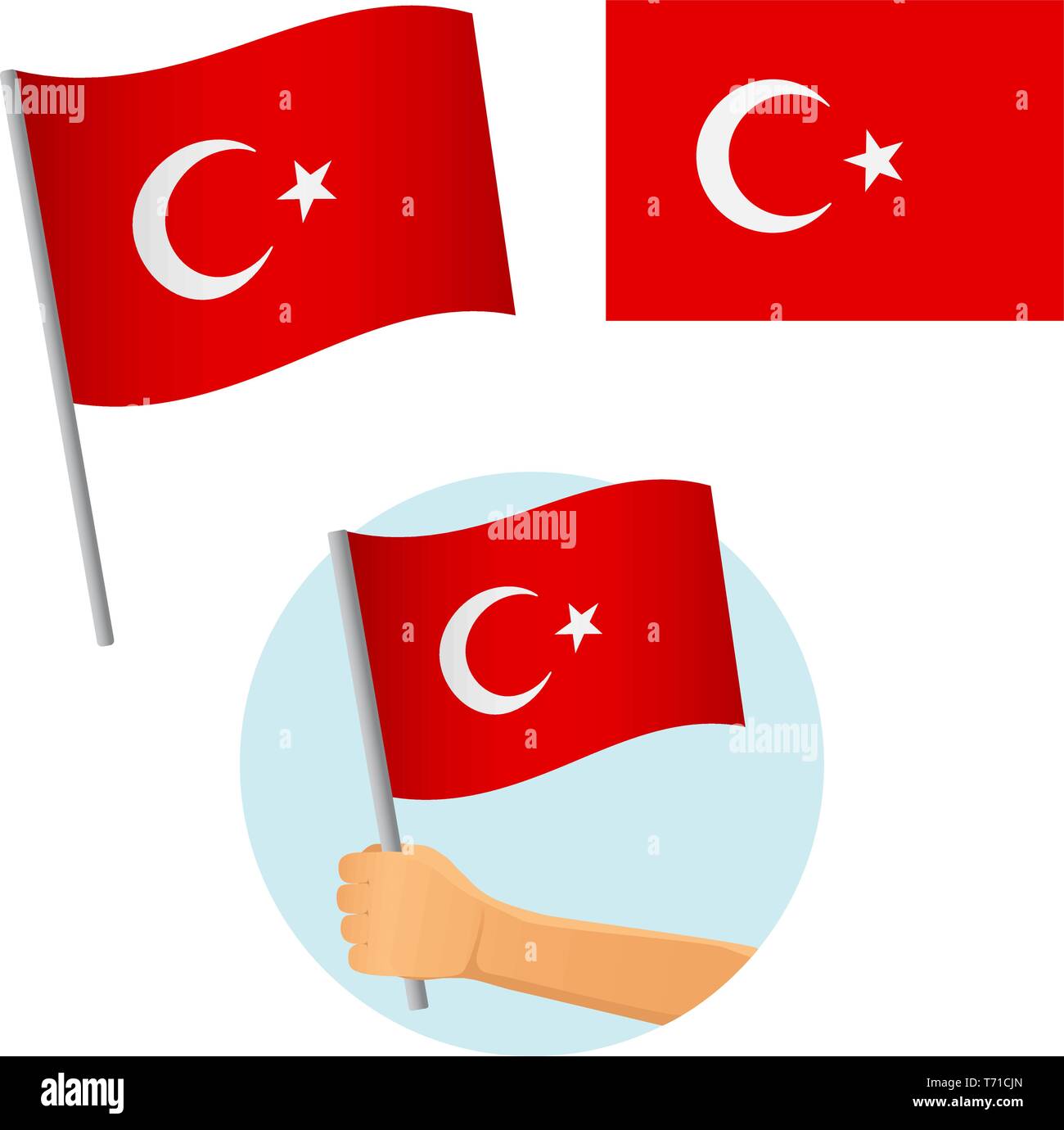 Turkey flag in hand. Patriotic background. National flag of Turkey ...