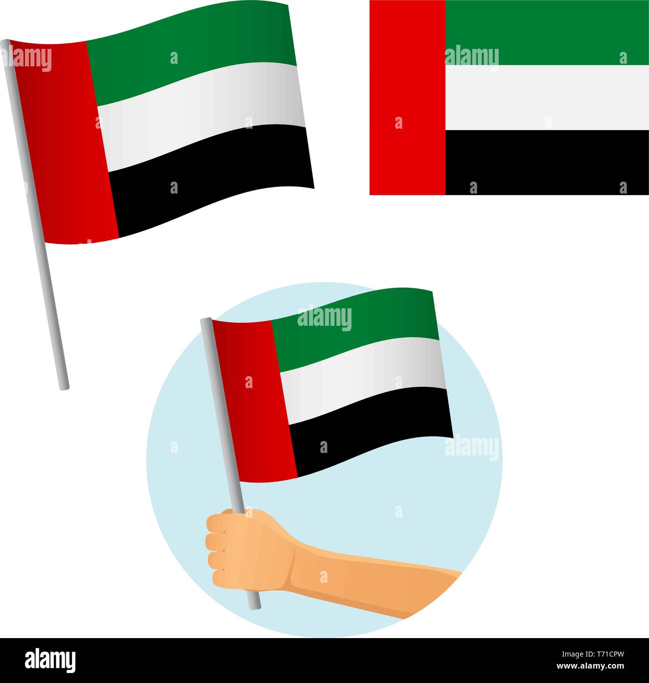 United arab emirates flag in hand. Patriotic background. National flag ...