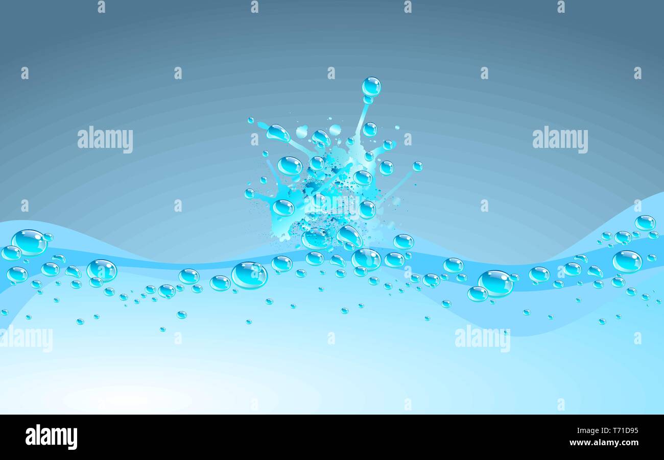 Water wave background with splash. Blue color background. Vector ...