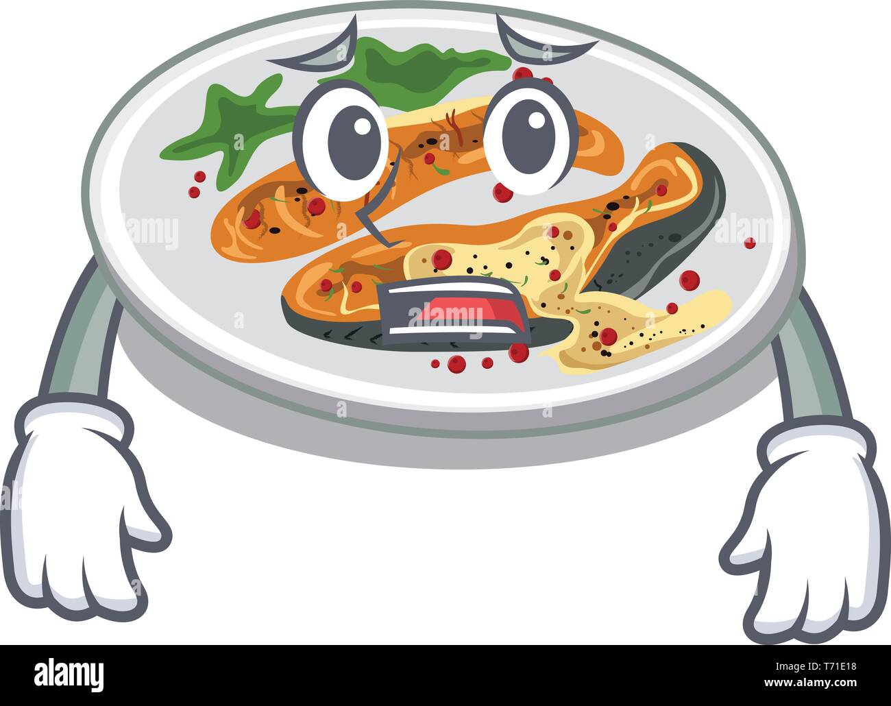 Afraid grilled salmon served on cartoon board Stock Vector Image & Art ...