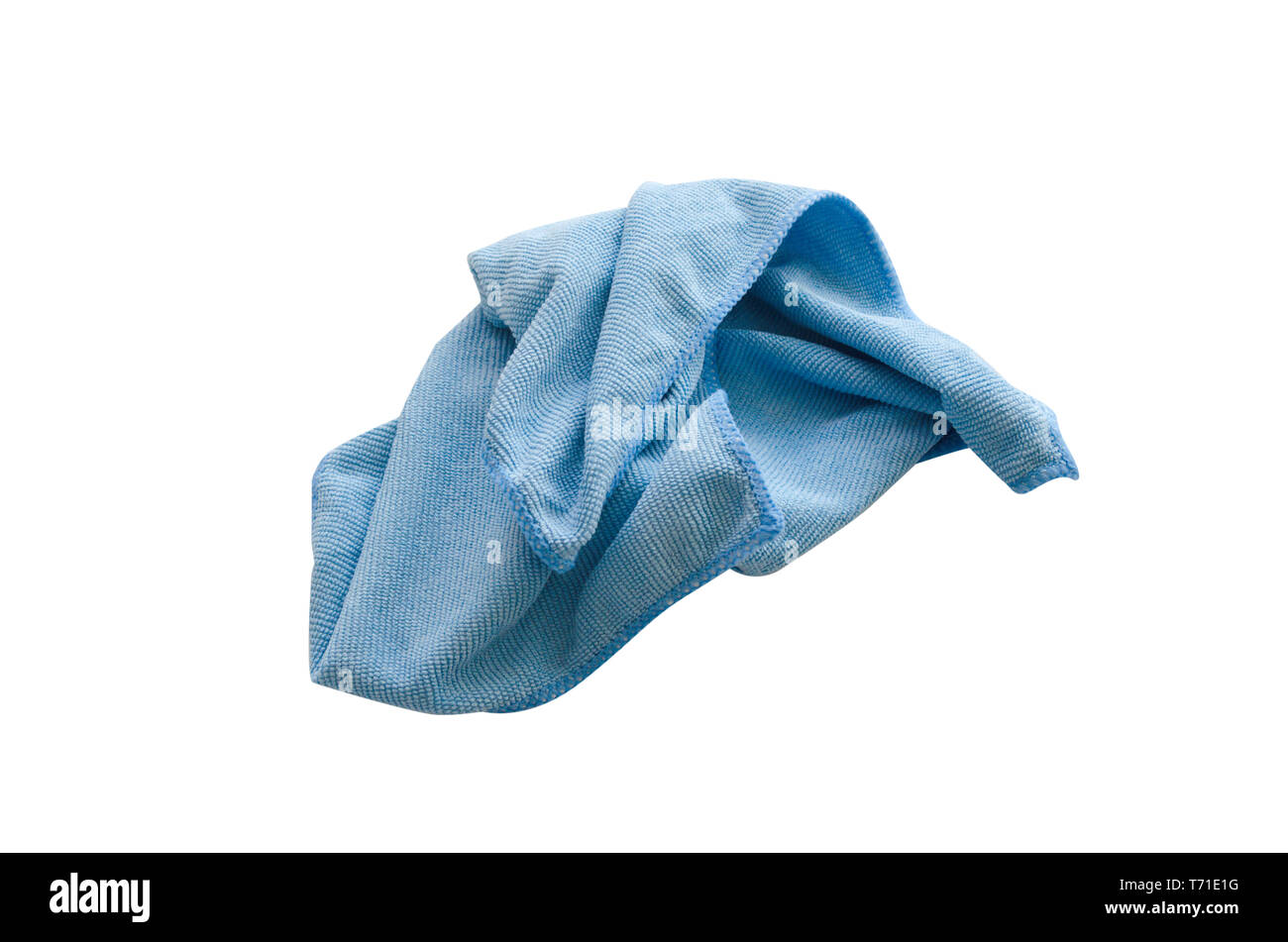 Blue microfiber cloth on the white background Stock Photo - Alamy