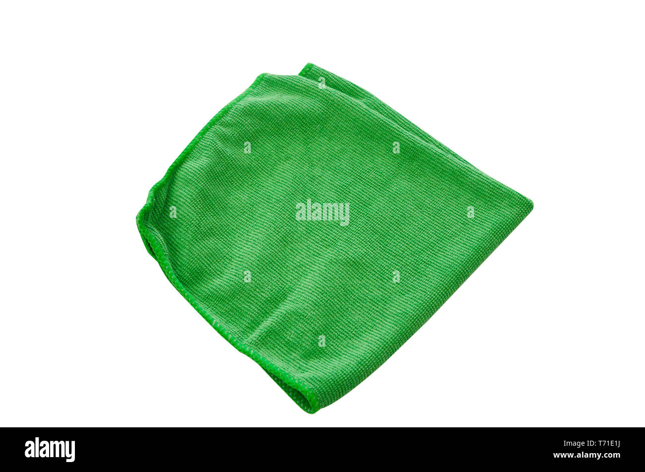 Green microfiber cloth on the white background Stock Photo - Alamy