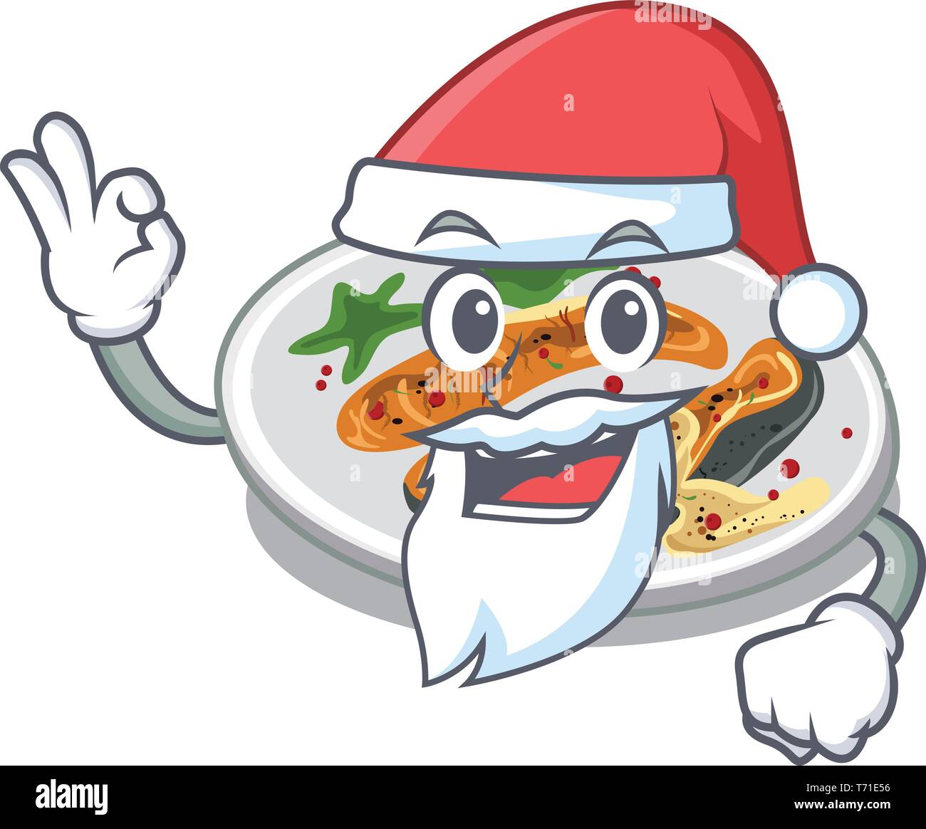 Santa grilled salmon on a cartoon plate Stock Vector Image & Art - Alamy