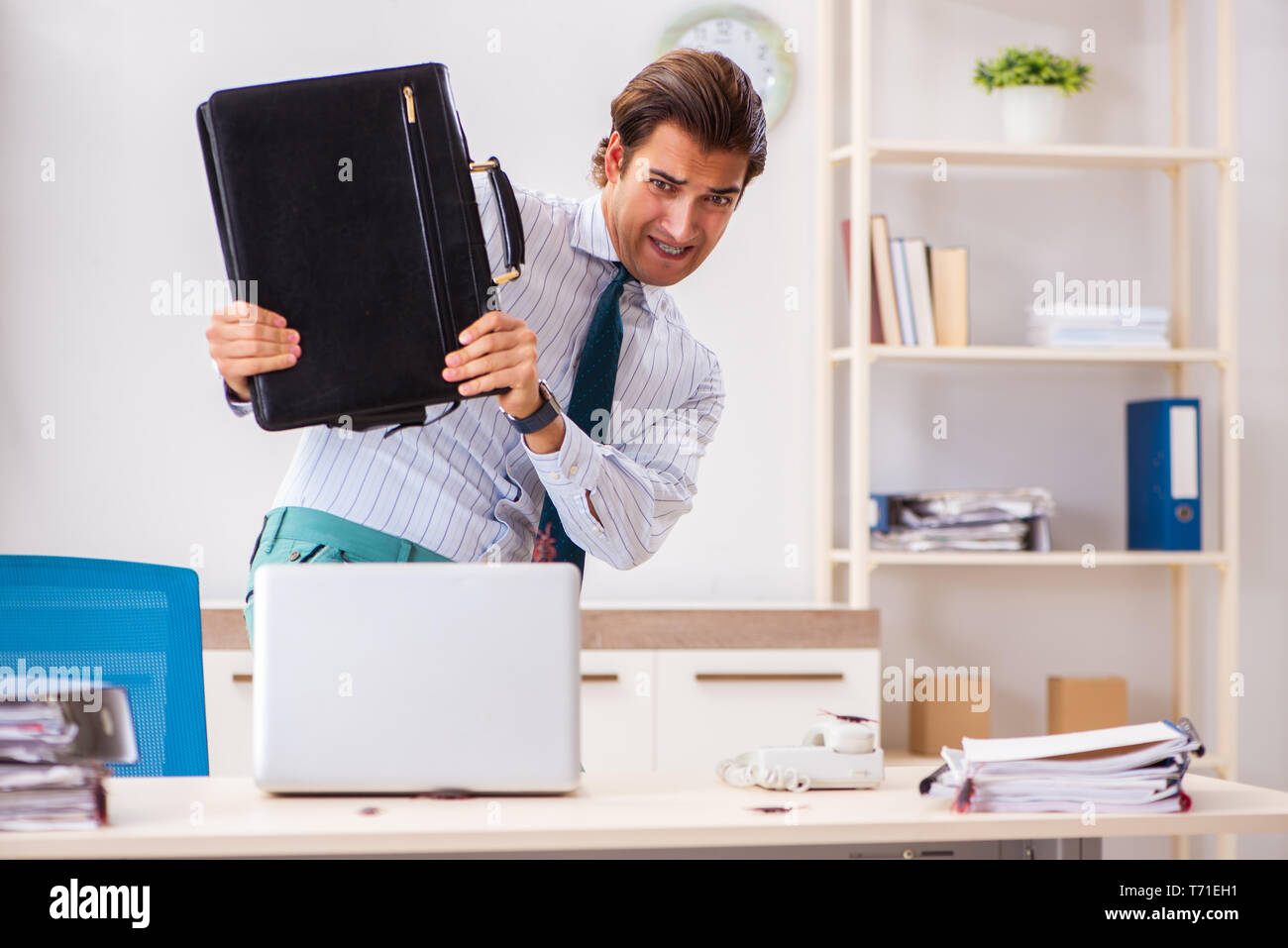 Businessman disgusted with cockroaches in the office Stock Photo - Alamy