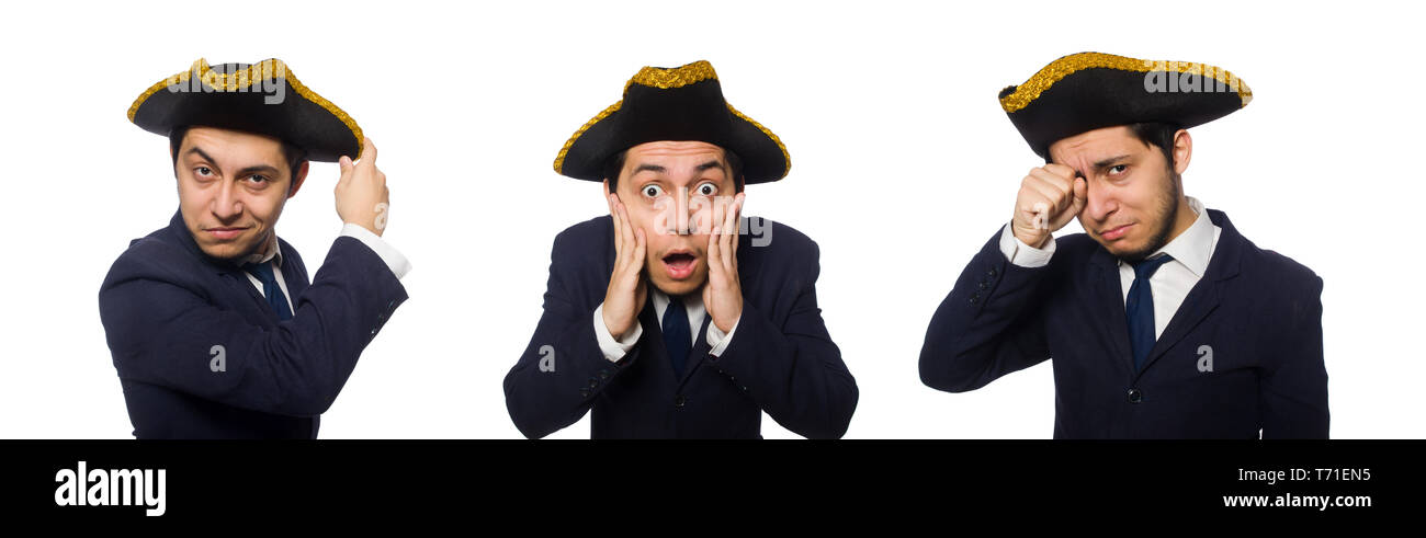 Young captain isolated on white Stock Photo - Alamy