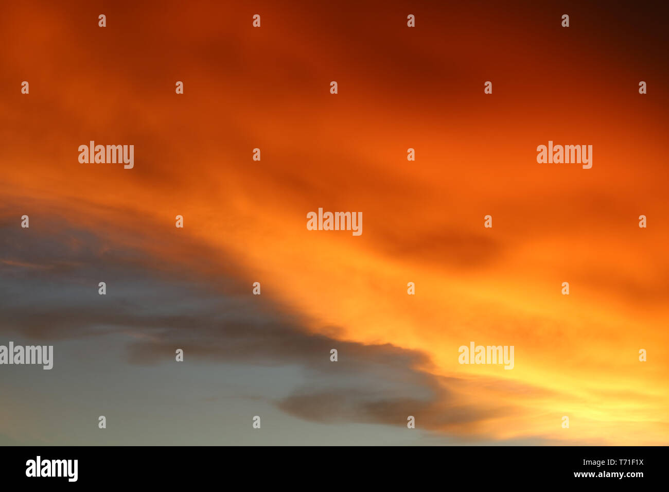 sunset on sea and colorful flame cloud cold collide on sky Stock Photo ...