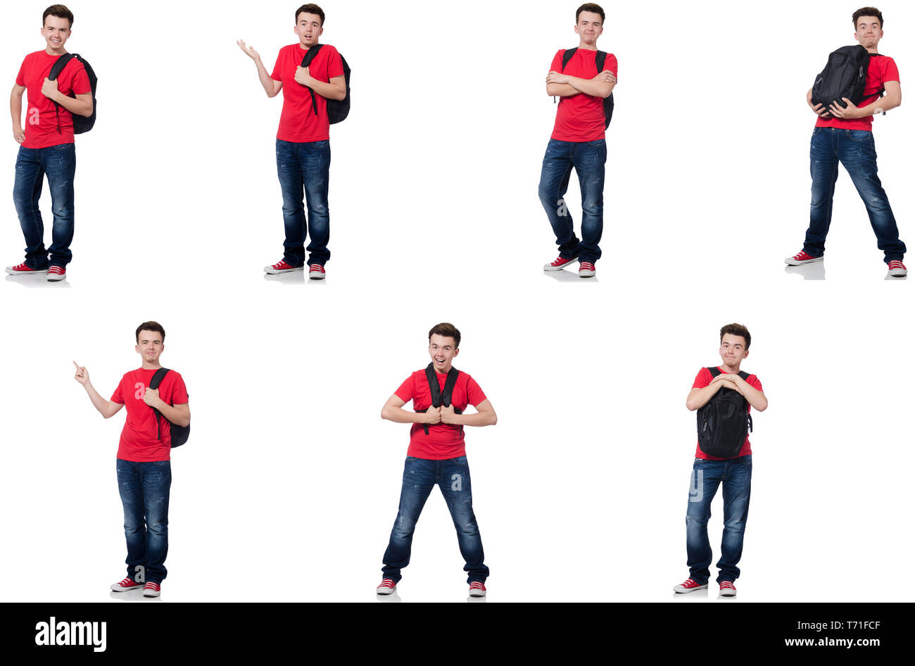 Young student with backpack isolated on white Stock Photo - Alamy