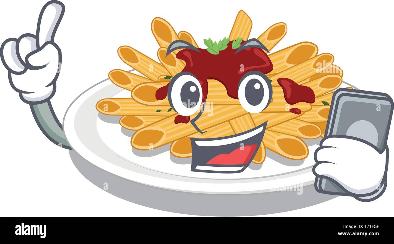 With phone pasta is served on cartoon plates Stock Vector Image & Art ...