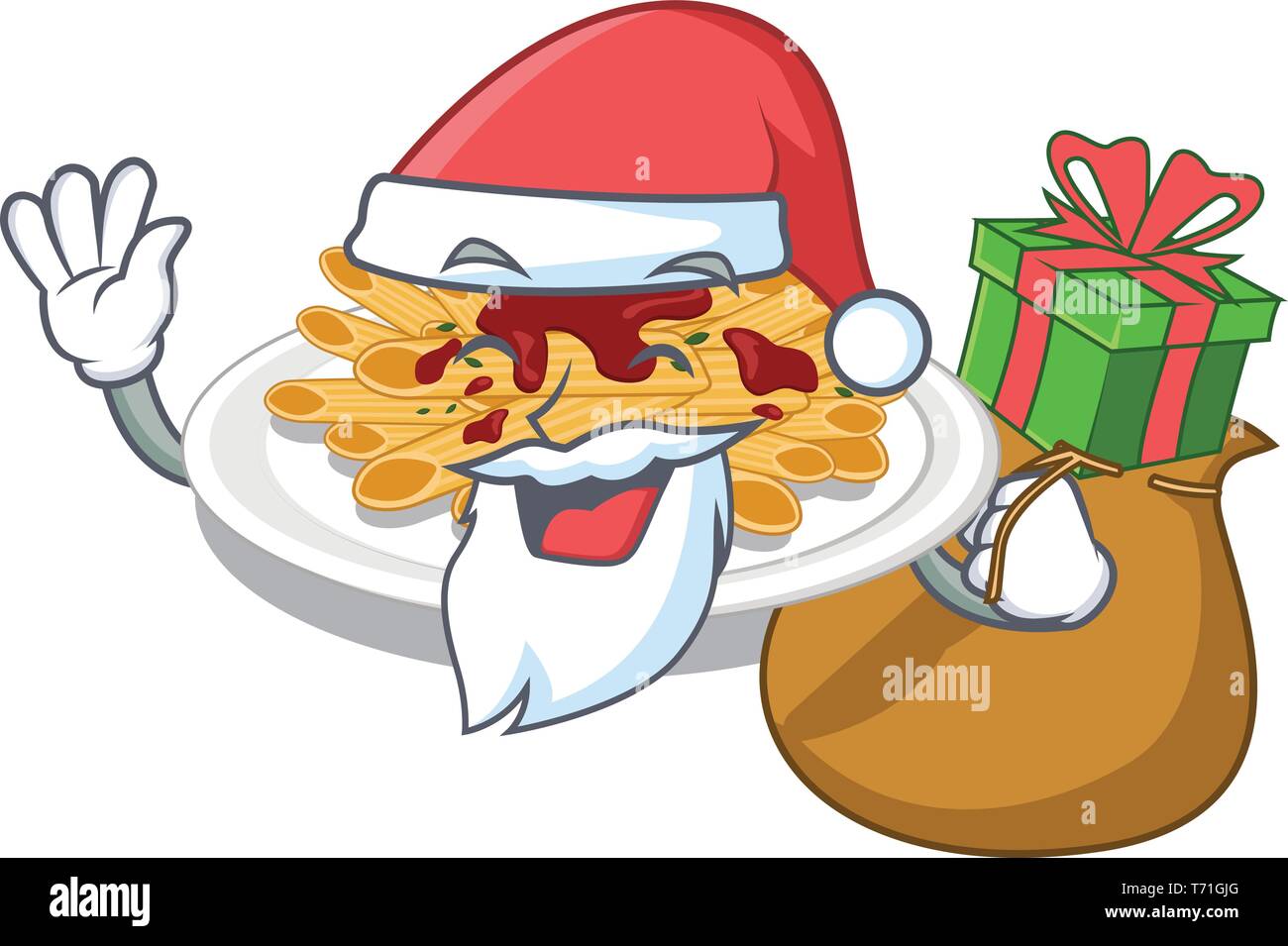 Santa with gift pasta isolated with in the cartoon Stock Vector Image ...