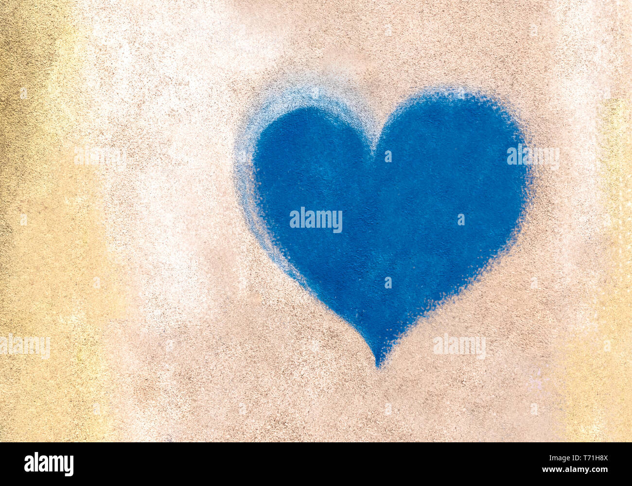Blue heart on concrete wall Stock Photo - Alamy
