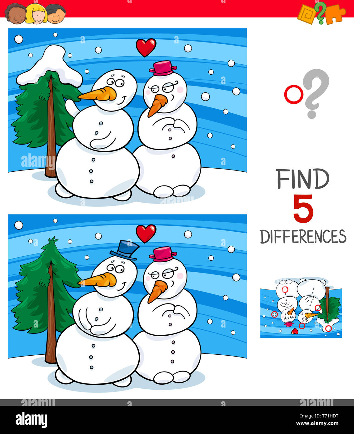 find differences game with snowmen Stock Photo - Alamy