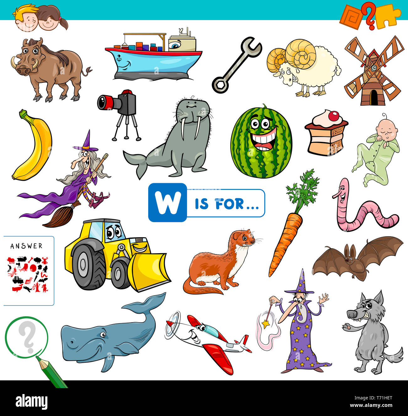 W is for educational game for children Stock Photo - Alamy