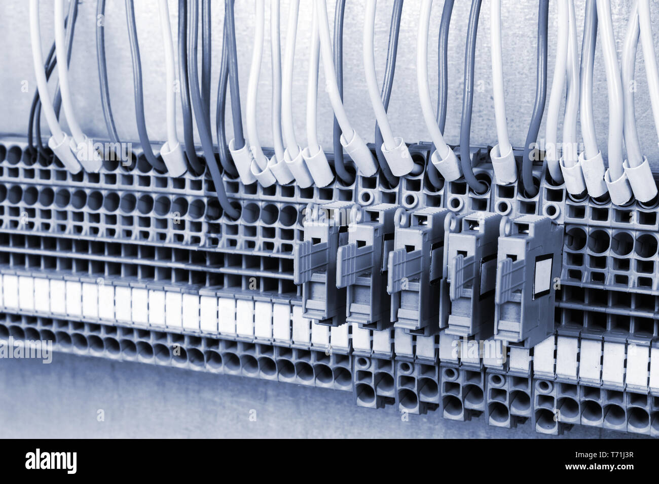 electrical wires in control cabinet Stock Photo - Alamy