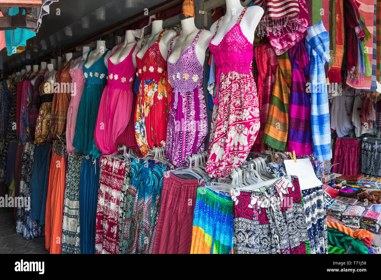 women's clothing on a street market Stock Photo - Alamy